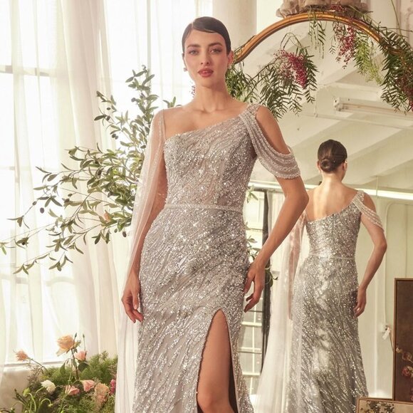 CD | Dresses | New Formal Long One Shoulder Fully Beaded Sheath Gown W ...